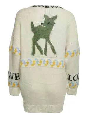 Loewe Intarsia Knit V-neck Cardigan - Neutrals