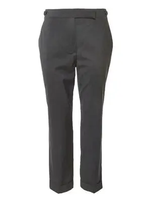 Prada Wool Straight-fit Button-tab Trousers - Grey