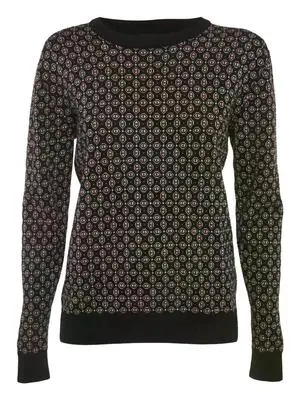 JOSEPH Jacquard Wool Knit Crew Neck Sweater - Black