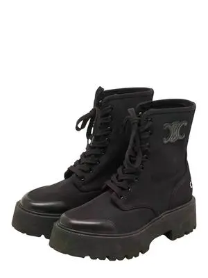 Celine Triomphe Lace-up Combat Boots - Black