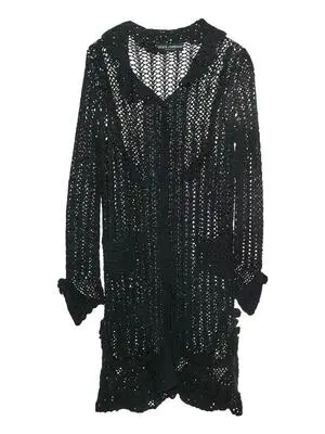 Dolce & Gabbana Cotton Crochet Knit Coat - Black