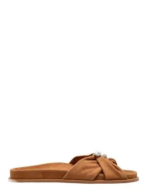 JIMMY CHOO Rafi" Suede Slides With Embellishments - Brown