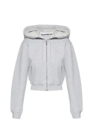 Alexander Wang Cropped Zip-up Hoodie - Grey