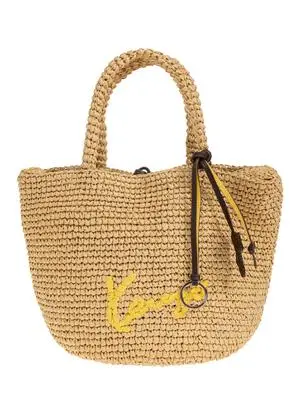 Kenzo Embroidered Logo Shopper Bag - Beige
