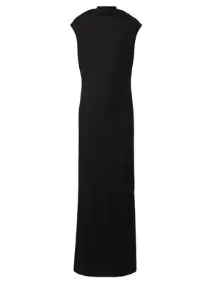 Brunello Cucinelli Monili Draped Wool-blend Gown - Black