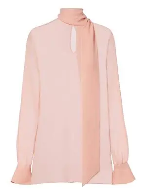 Valentino Garavani Tie-neck Silk Georgette Blouse - Pink