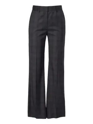 BLAZÉ MILANO Lundy Checked Virgin Wool Flared Trousers - Grey