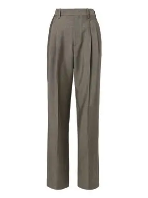 Victoria Beckham Wool And Mohair Straight Leg Trousers - Grey