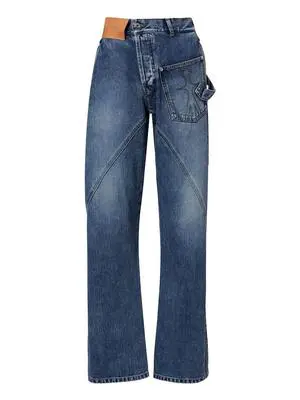 JW Anderson Twisted Embroidered Straight Jeans - Blue