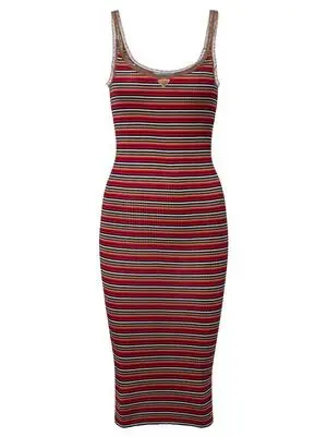 Prada Ribbed-knit Midi Dress - Red