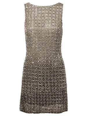 LA FUORI Gilded Crystal-embellished Mini Dress - Silver