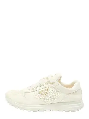 Prada Perforated Lace-up Sneakers - Neutrals
