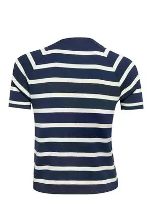 Ralph Lauren Striped Ribbed-knit High Neck T-shirt - Blue