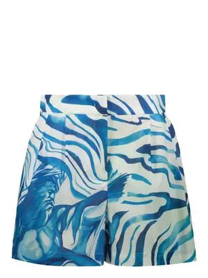 Alberta Ferretti Artistic Print Loose Fit Shorts - Blue