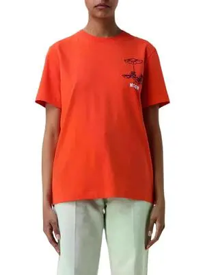 MSGM Logo Print Cotton T-shirt - Red