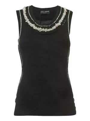 Dolce & Gabbana Beaded Knit Vest - Black