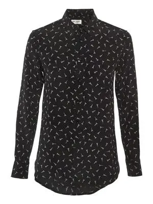 SAINT LAURENT Saint Laurent Silk Eiffel Tower Print Shirt