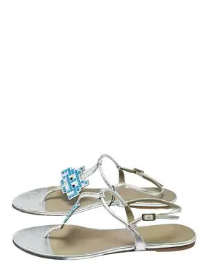 ANYA HINDMARCH Pixelated-figure Thong Sandals - Silver