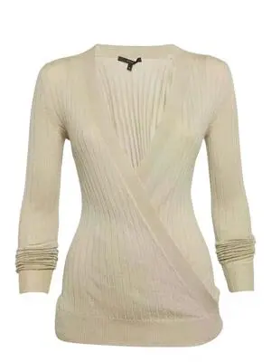 Gucci Ribbed Knit Wrap Sweater - Neutrals