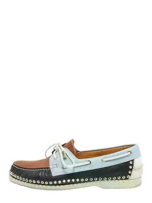 CHRISTIAN LOUBOUTIN Leather Lace-up Boat Shoes - Blue