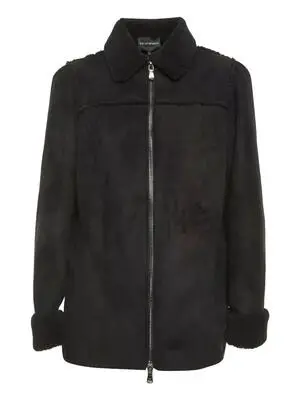 Emporio Armani Fleece-trim Zip-up Jacket - Black