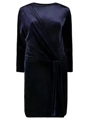 Alberta Ferretti Draped Long-sleeve Mini Dress - Blue