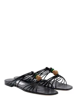 JIMMY CHOO Lova Embellished Leather Sandals - Black