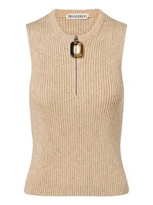 JW Anderson Ribbed Knit Cotton-blend Tank Top - Beige