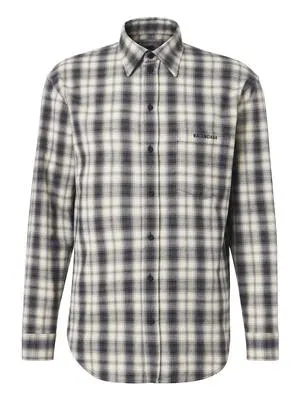 Balenciaga Checked Cotton Flannel Shirt - Black