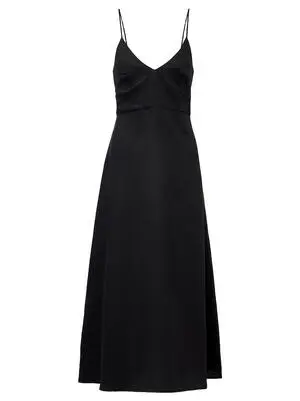 Asceno Ida Linen Midi Dress - Black