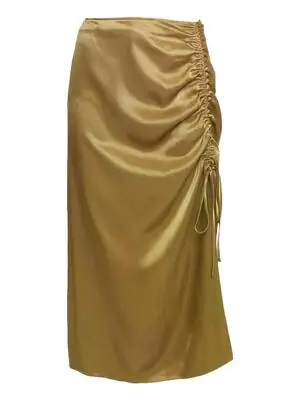Polo Ralph Lauren Ruched Maxi Skirt With Side Slit - Brown