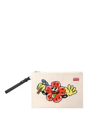 Kenzo Zipped Clutch Bag With Motif Embroidery - Multicolor