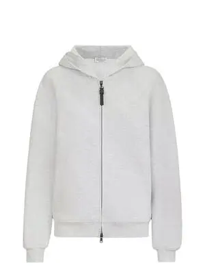 Brunello Cucinelli Brunello Cucinelli Cotton Smooth French-Terry Topwear With Shiny Zipper-Pull Grey
