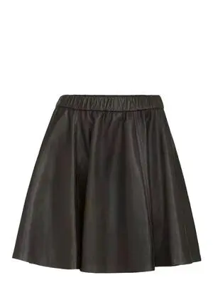 Brunello Cucinelli Polished Nappa-leather Mini Circle Skirt - Brown
