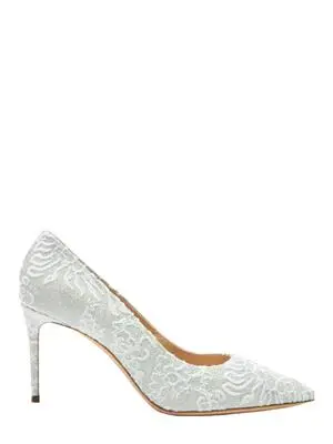 Casadei Julia Rigel Floral-flock Pumps - Silver