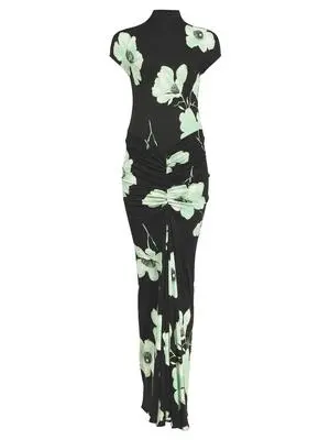 Alaïa Draped Floral Print Maxi Dress - Multi