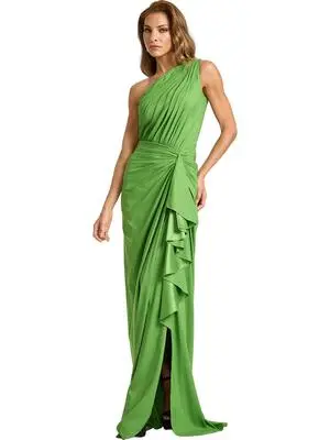Tadashi Shoji Lena Waterfall Drape Gown - Cactus
