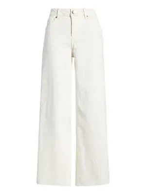 1822 Denim Raw Hem Wide Leg Jeans - Eggshell