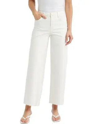 1822 Denim Raw Hem Wide Leg Jeans - Eggshell