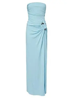 Simkhai Emma Gathered Bustier Jersey Maxi Gown - Pool