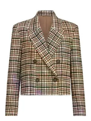 BRUNELLO CUCINELLI Brunello Cucinelli Checked Wool And Alpaca Comfort Blazer With Monili