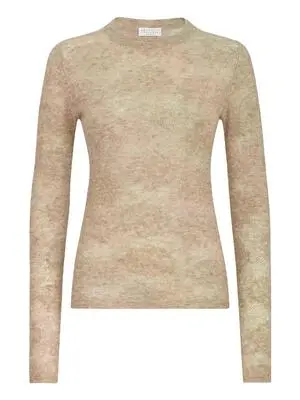 Brunello Cucinelli Silk, Alpaca And Wool Flower-lace Sweater - Neutrals