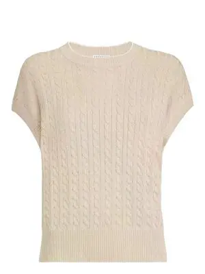Brunello Cucinelli Sparkling Cotton Cable-knit Sweater - Neutrals