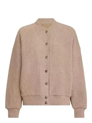 Brunello Cucinelli Cashmere English-rib Knit Bomber Jacket With Thermore® Padding - Neutrals