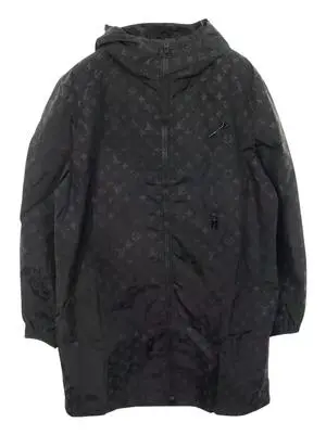 LOUIS VUITTON Monogram Hooded Windbreaker Coat - Black