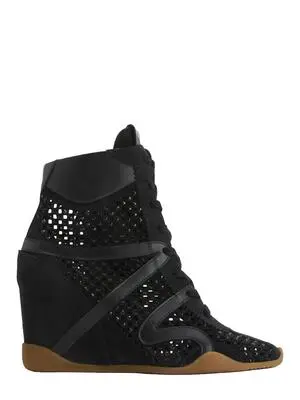 GIUSEPPE ZANOTTI Suede Perforated Wedge Sneakers - Black