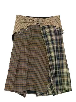 Andersson Bell Check Combo Belted Skirt - Brown