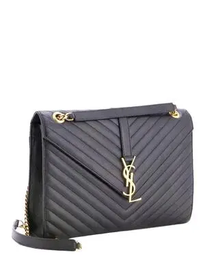 Saint Laurent Matelassé Chevron Leather Shoulder Bag - Black