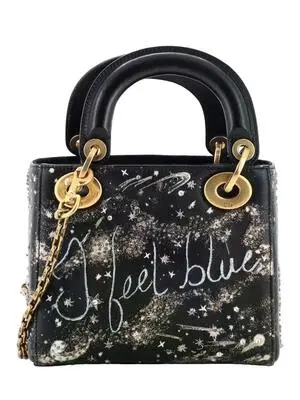 Dior Lady Chain Bag Embroidered Calfskin Mini Satchel - Black