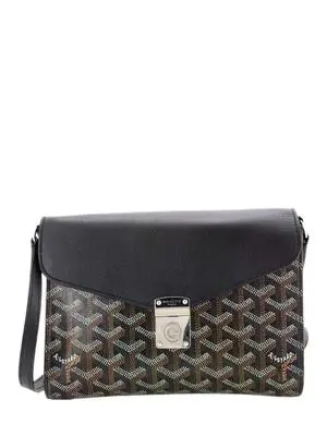 Goyard Chypre Wallet On Strap Coated Canvas With Leather Crossbody Bag - Black